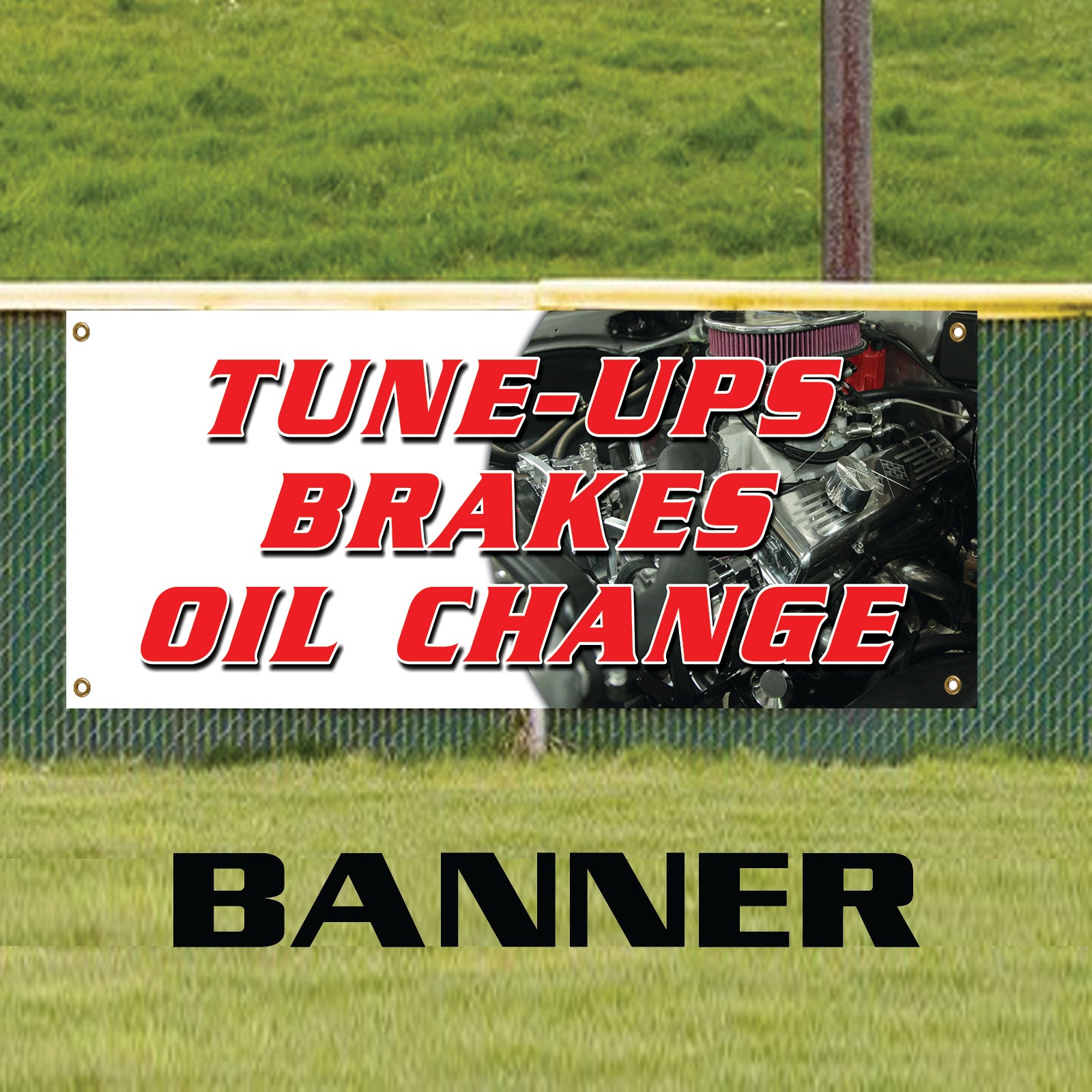 Tune-Ups Brakes Oil Change Garage Vinyl | Banner Sign - Sign Fever