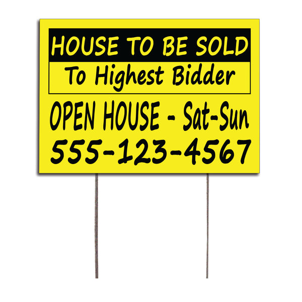 House To Be Sold To Highest Bidder Yard Sign - Sign Fever