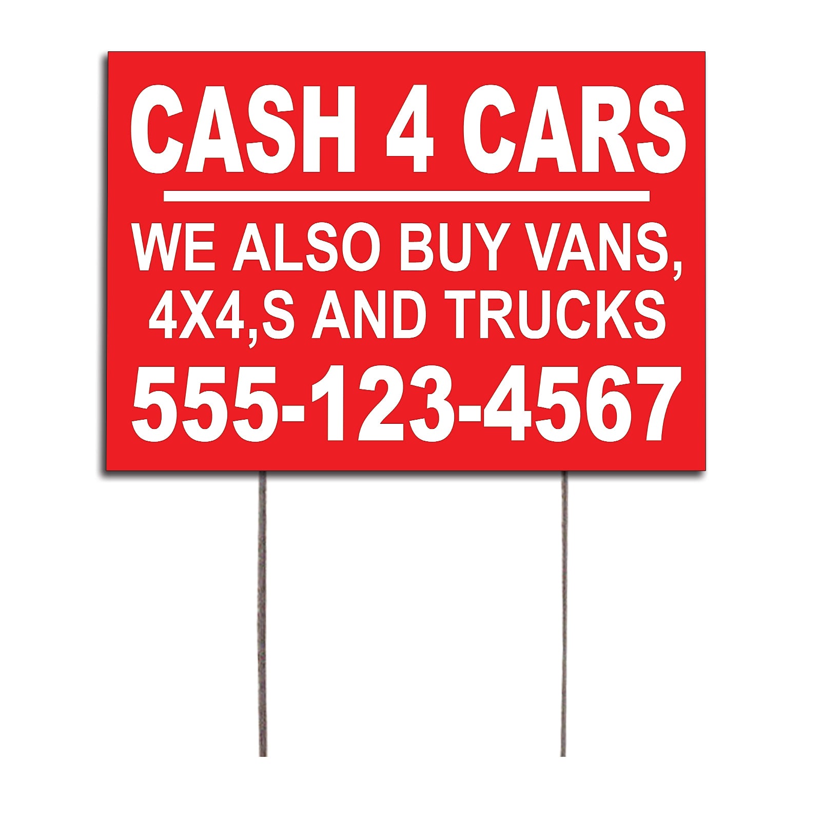 Cash 4 Cars We Also Buy Vans 4x4,s And Trucks Customized Yard Sign ...