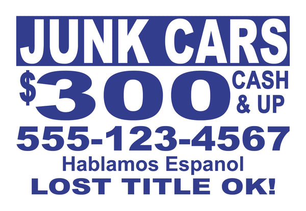 Junk Cars Customized Yard Sign - Sign Fever