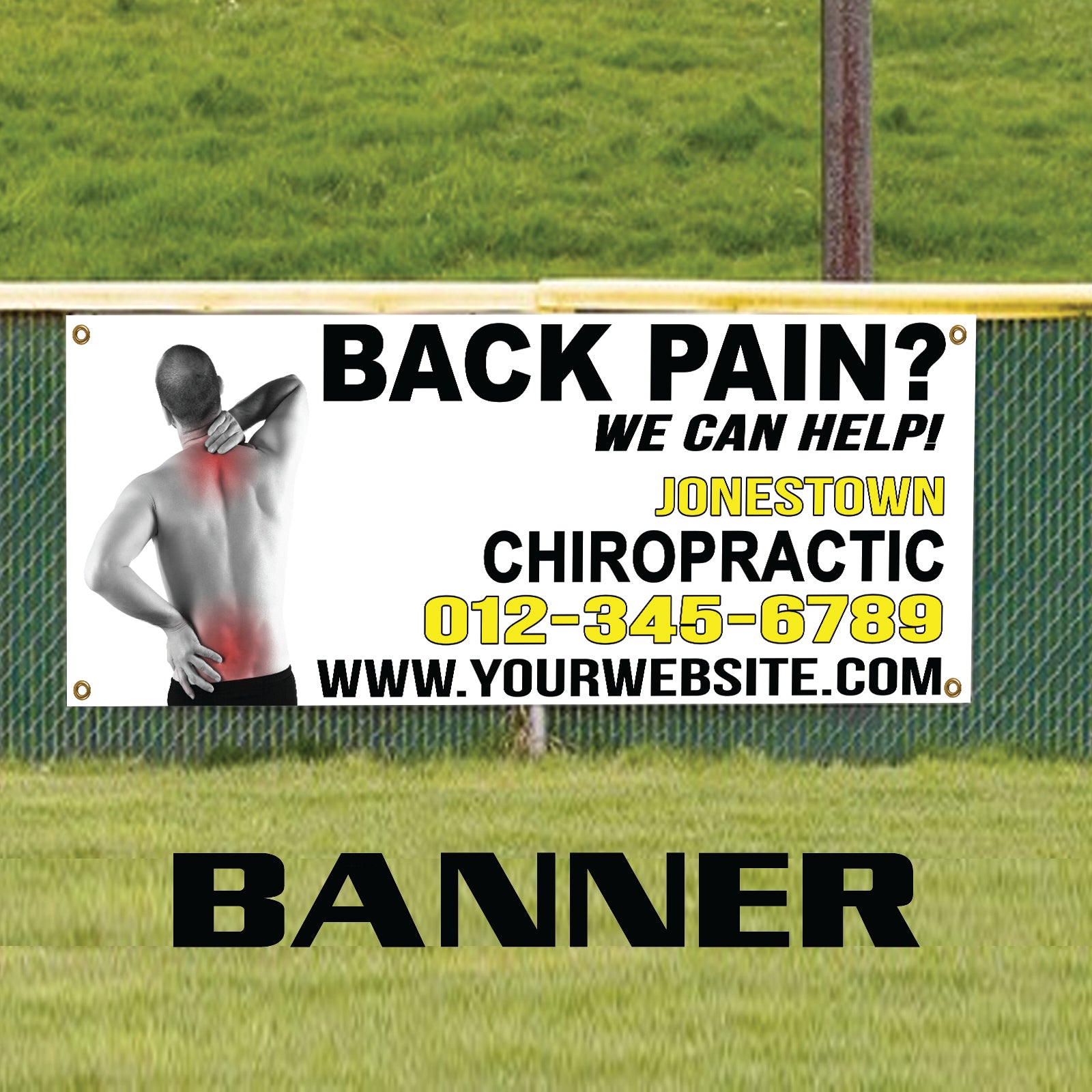 Back Pain We Can Help Jonestown Chiropractic Vinyl | Banner Sign – Sign ...