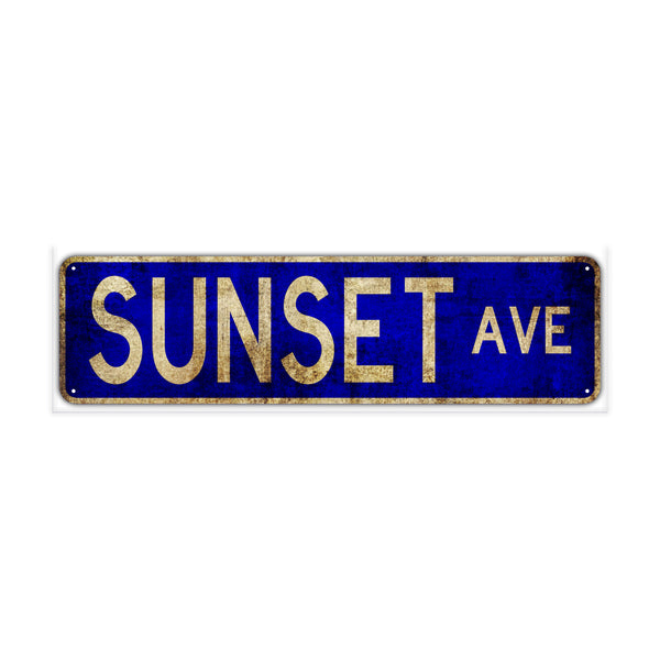 Sunset Ave Vintage | Old Looking Metal Street Signs - Sign Fever