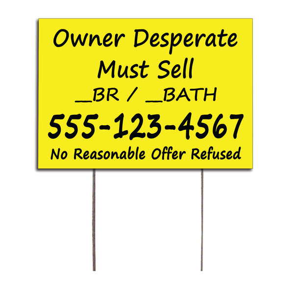Owner Desperate Must Sell Customized Yard Sign - Sign Fever