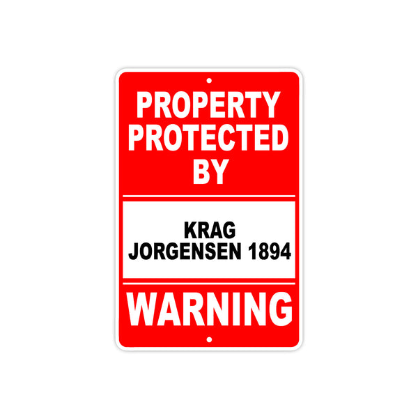Property Protected by Krag Jorgensen 1894 | Gun Model Sign - Sign Fever