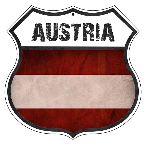 Country Of Austria Flag | Metal Shield Sign - Sign Fever