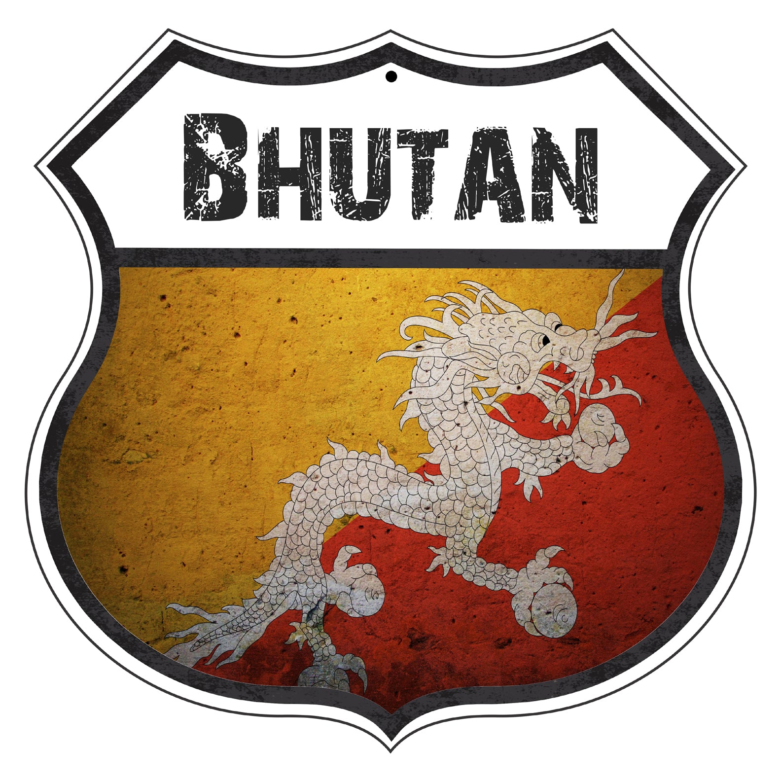 Country Of Bhutan Flag | Metal Shield Sign – Sign Fever