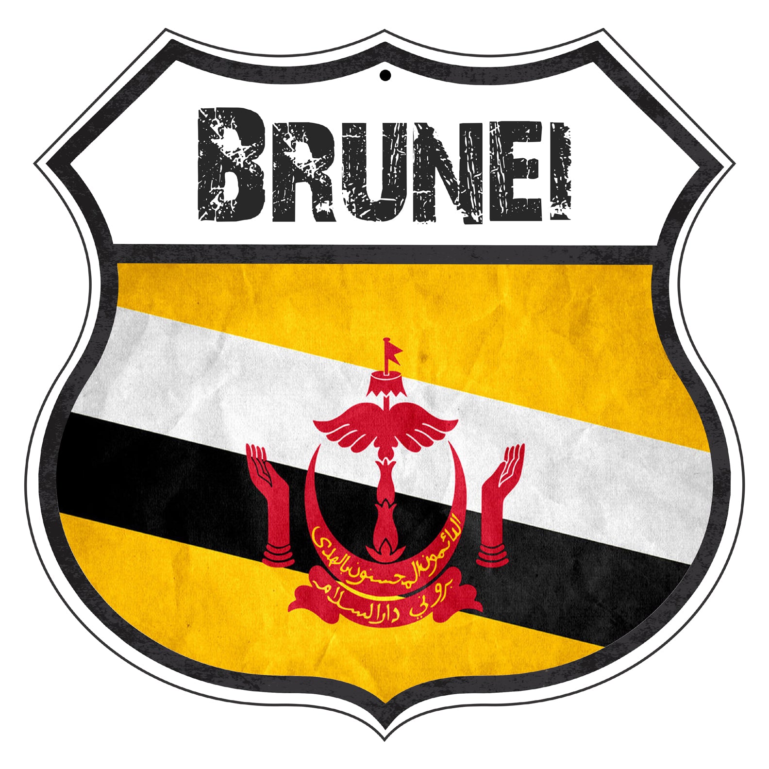 Country Of Brunei Flag | Metal Shield Sign - Sign Fever