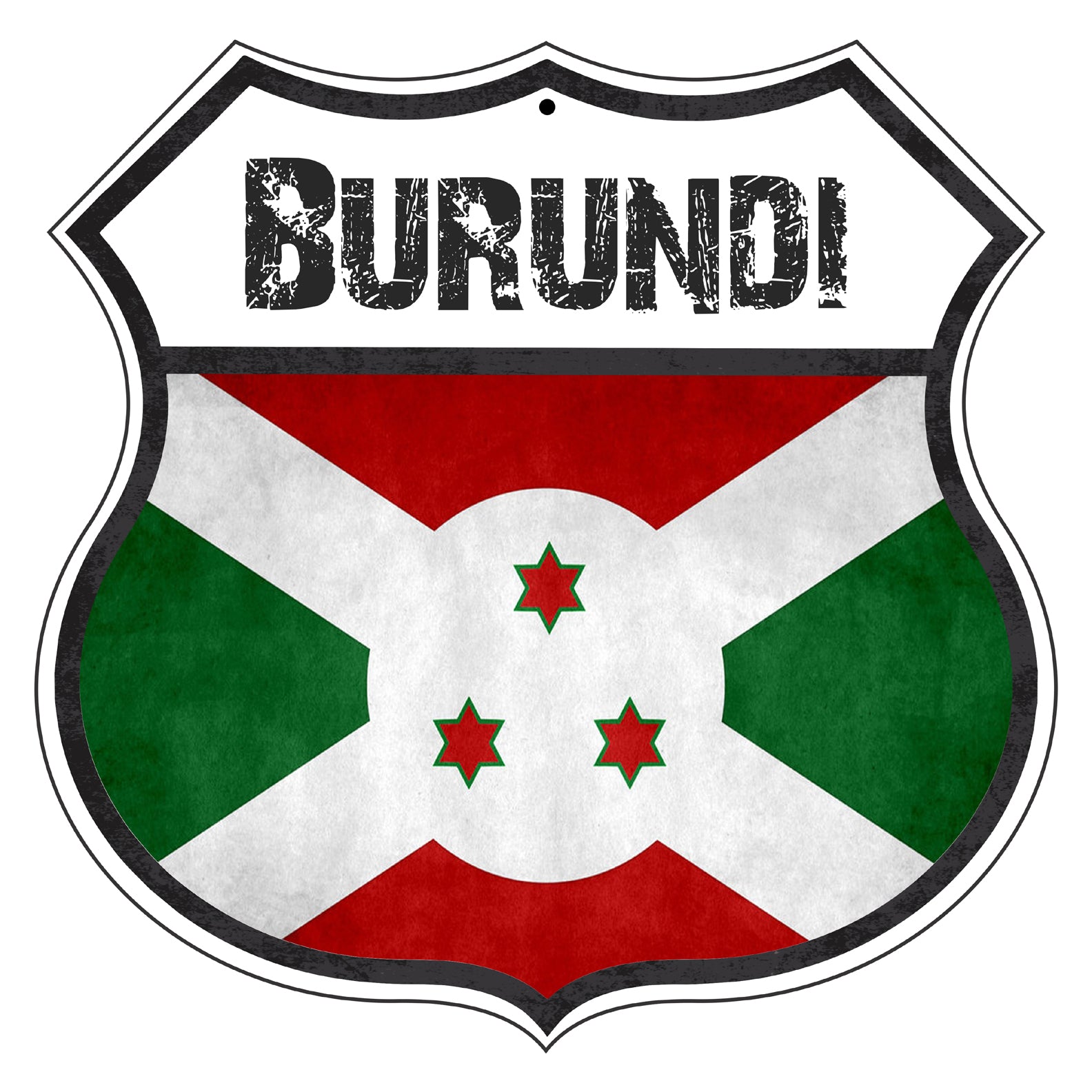 Country Of Burundi Flag | Metal Shield Sign – Sign Fever