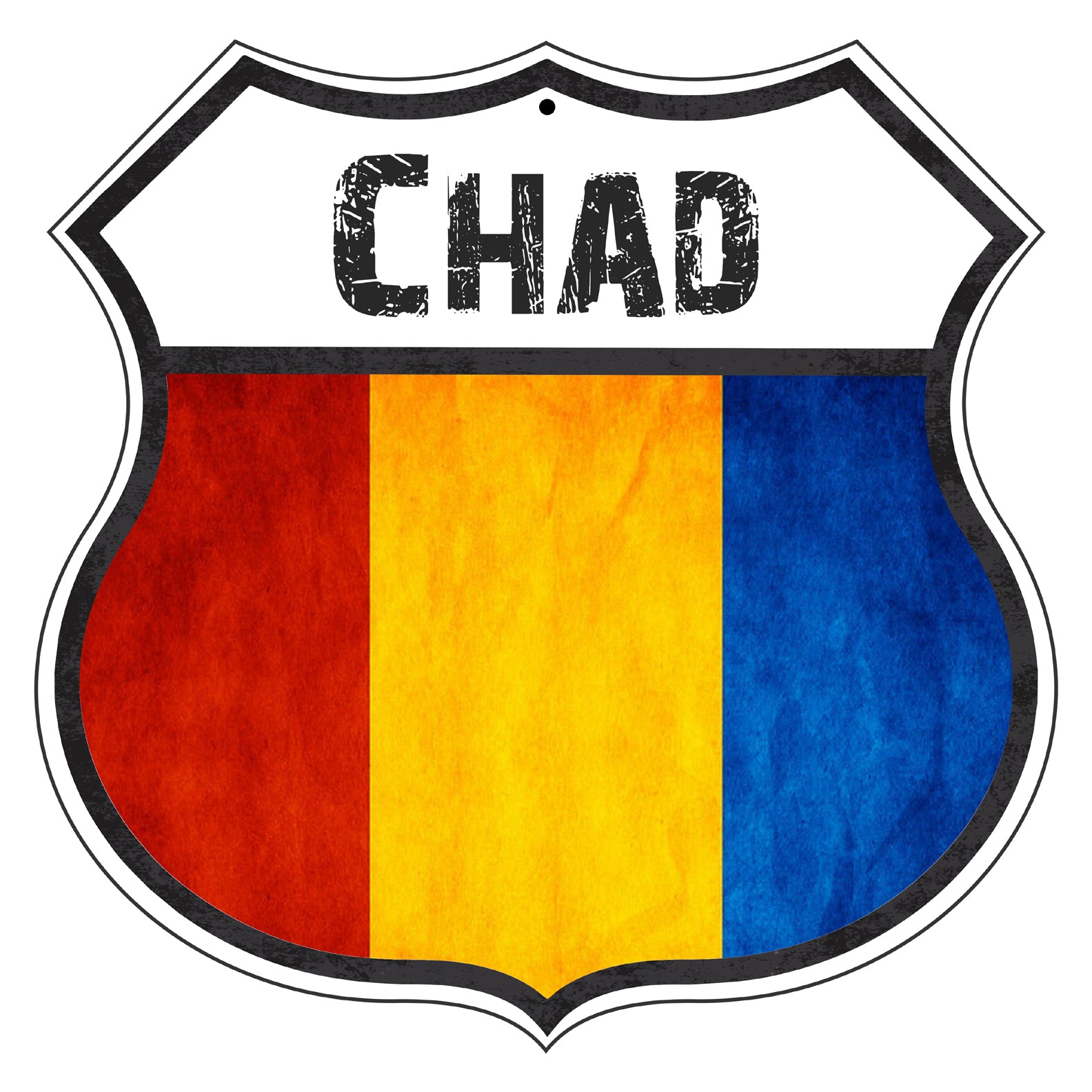 Country Of Chad Flag | Metal Shield Sign - Sign Fever
