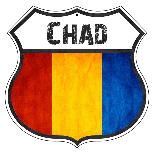 Country Of Chad Flag | Metal Shield Sign - Sign Fever