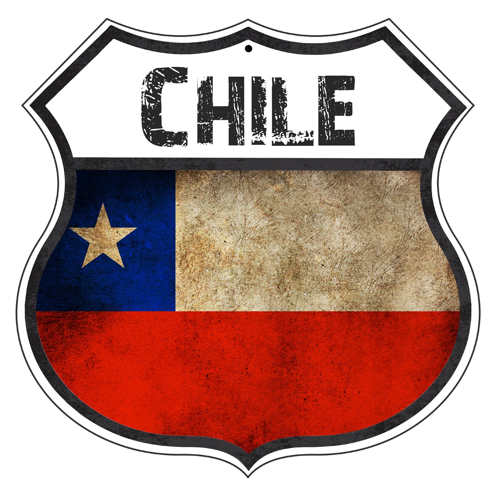 Country Of Chile Flag | Metal Shield Sign - Sign Fever