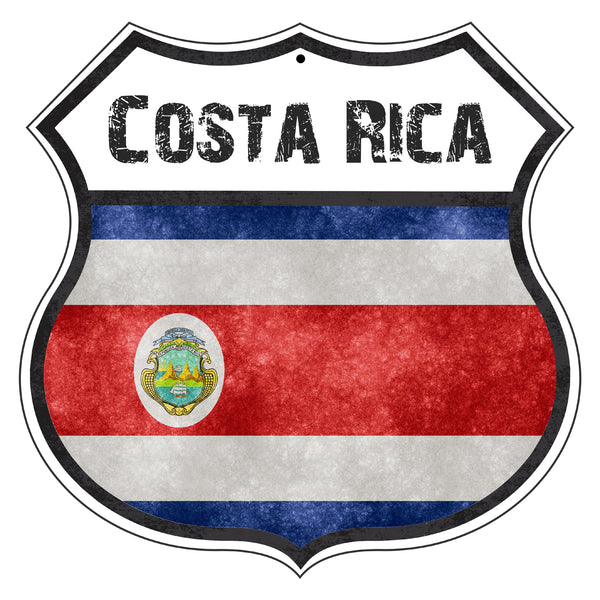 Country Of Costa rica Flag | Metal Shield Sign - Sign Fever