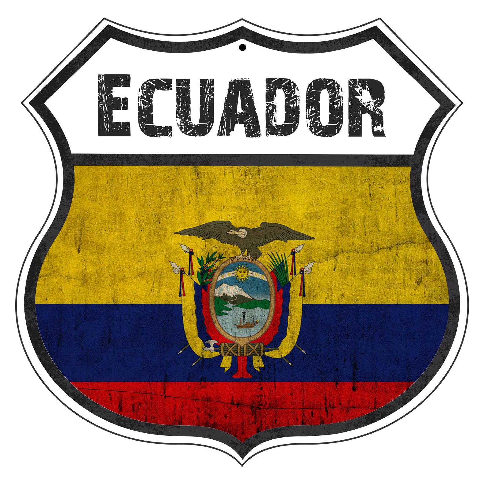 Country Of Ecuador Flag | Metal Shield Sign - Sign Fever