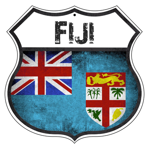 Country Of Fiji Flag | Metal Shield Sign - Sign Fever