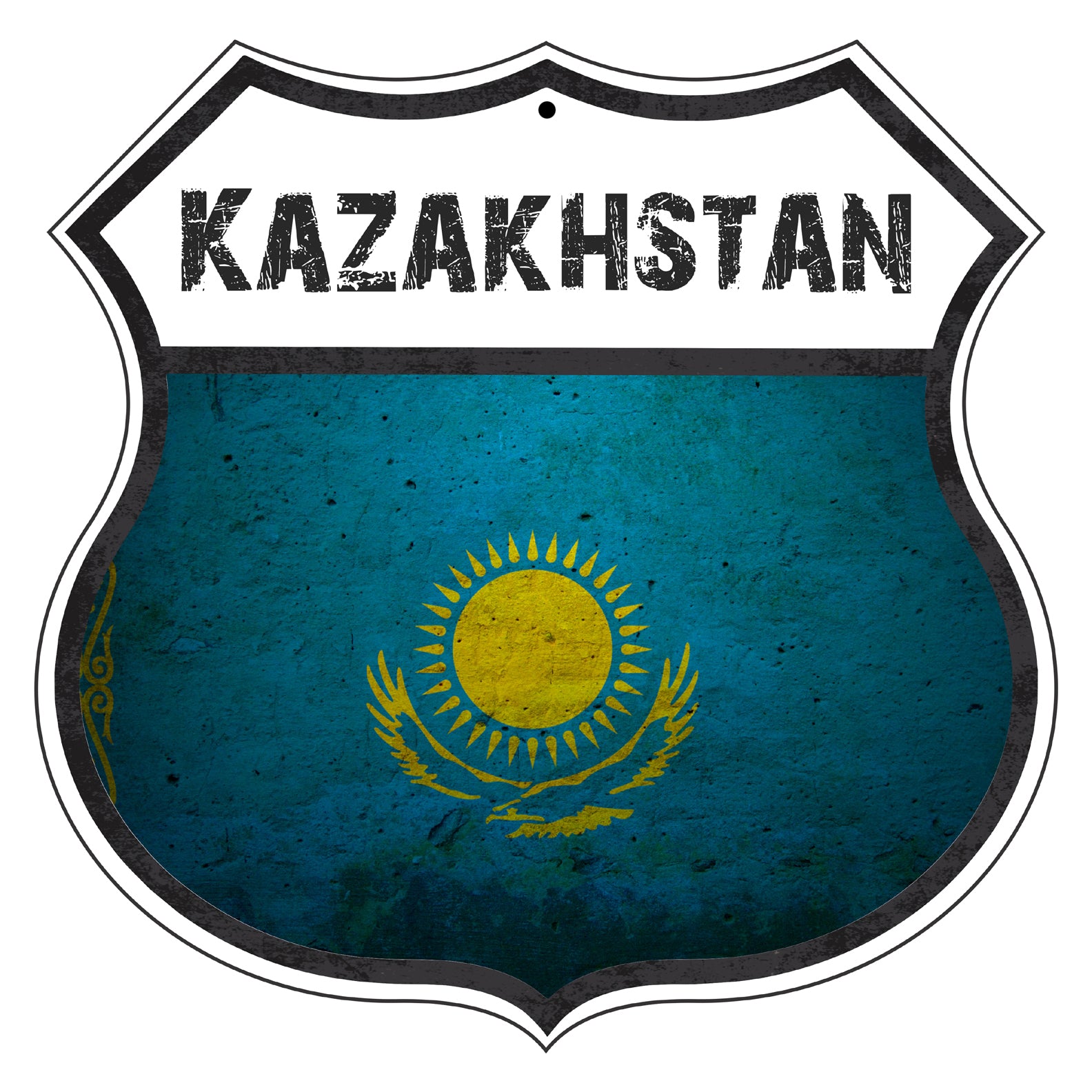 Country Of Kazakhstan Flag | Metal Shield Sign – Sign Fever