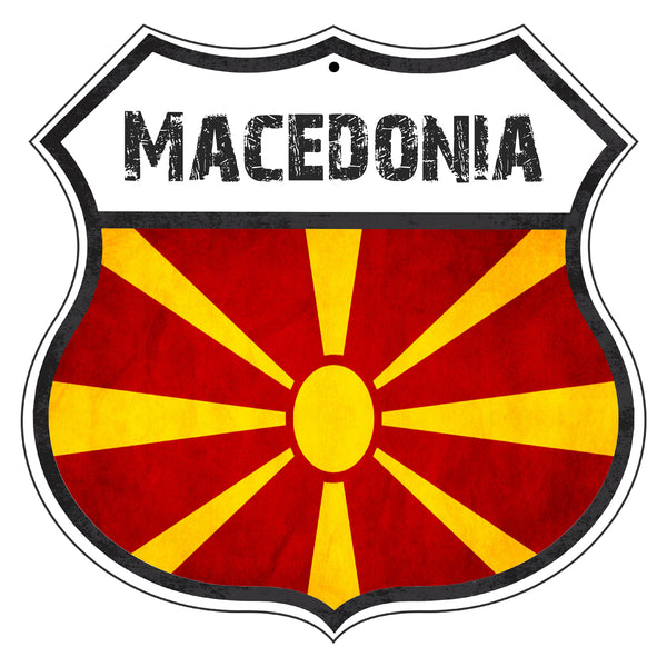 Country Of Macedonia Flag | Metal Shield Sign - Sign Fever