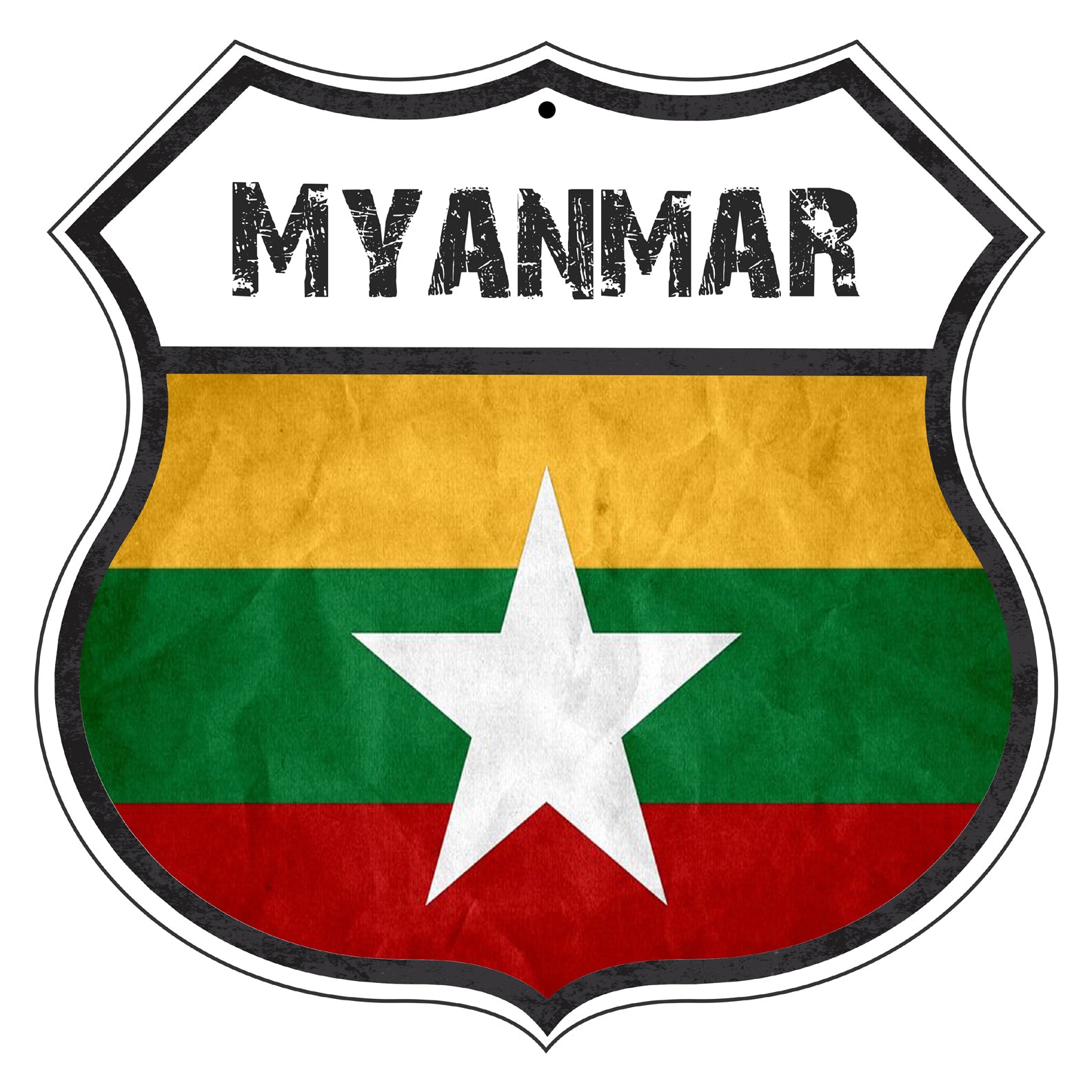 Country Of Myanmar Flag | Metal Shield Sign – Sign Fever