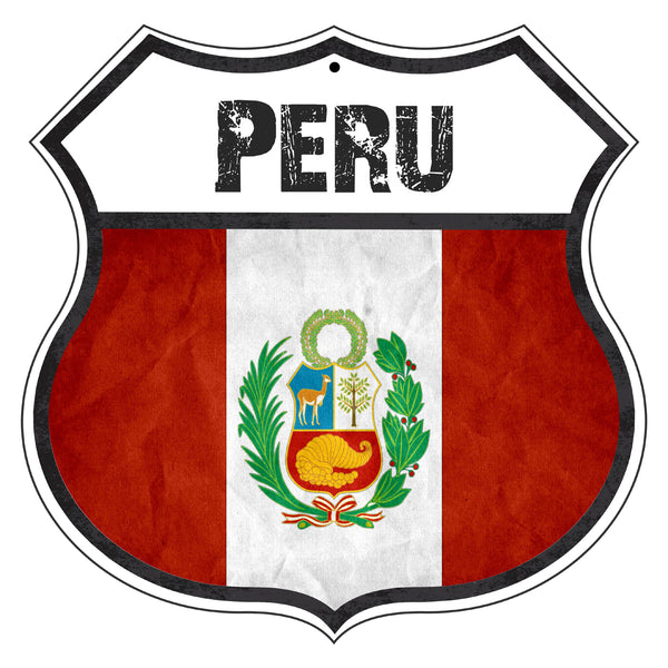 Country Of Peru Flag | Metal Shield Sign - Sign Fever