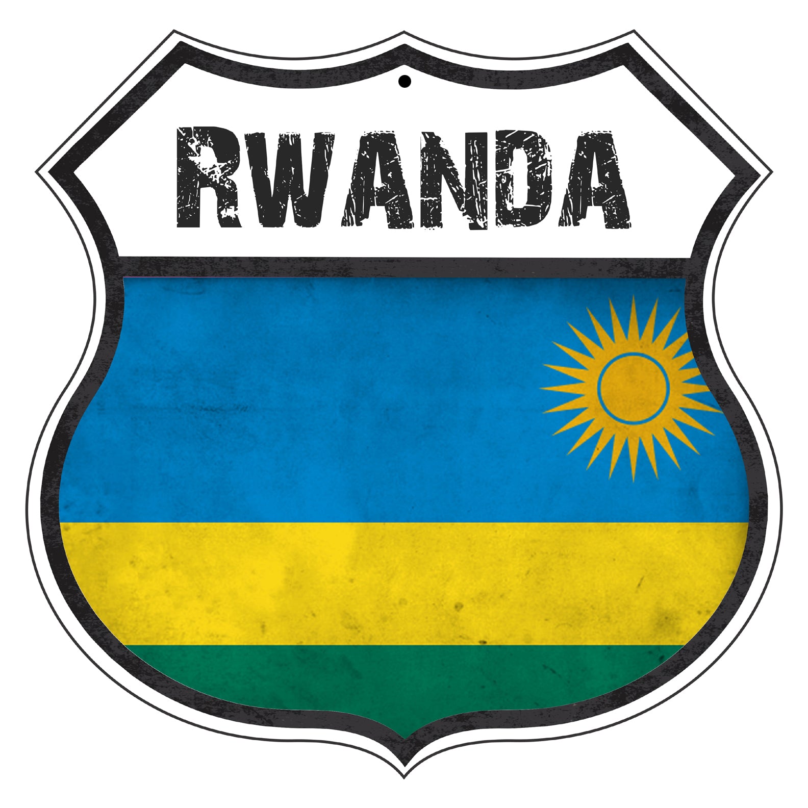 Country Of Rwanda Flag | Metal Shield Sign - Sign Fever