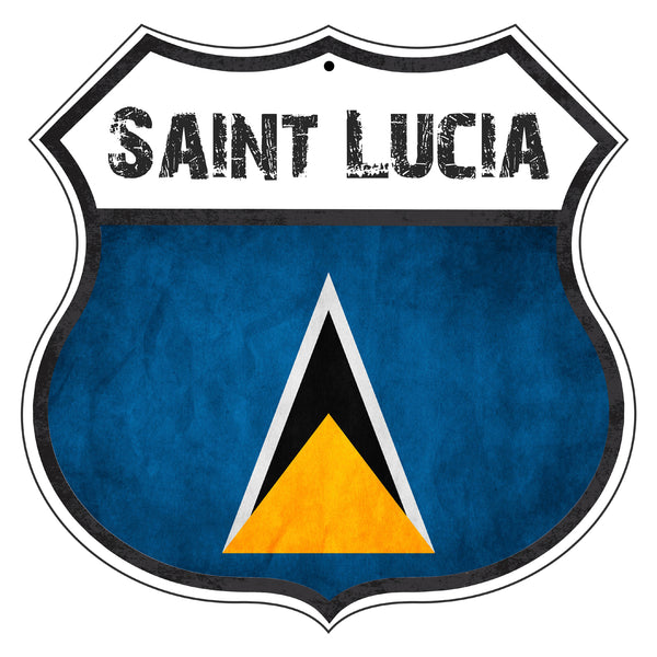 Country Of Saint Lucia Flag | Metal Shield Sign - Sign Fever