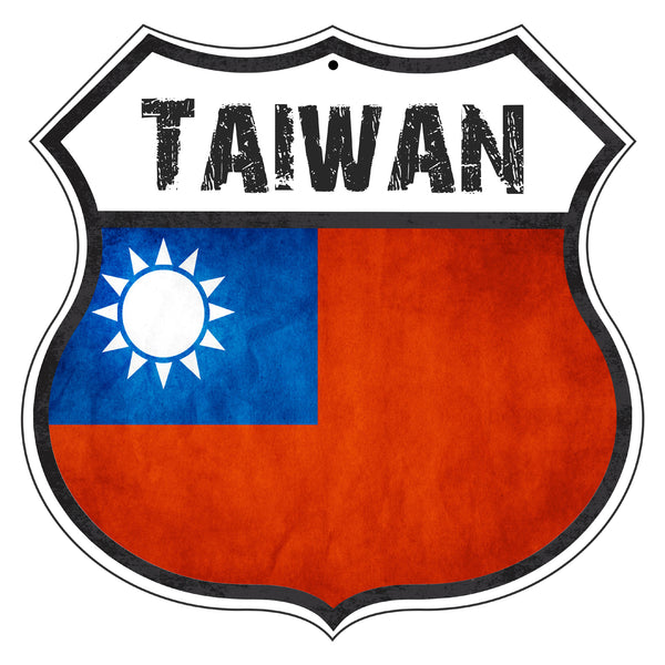 Country Of Taiwan Flag | Metal Shield Sign - Sign Fever