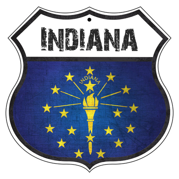 State Of Indiana Flag | Metal Shield Sign - Sign Fever