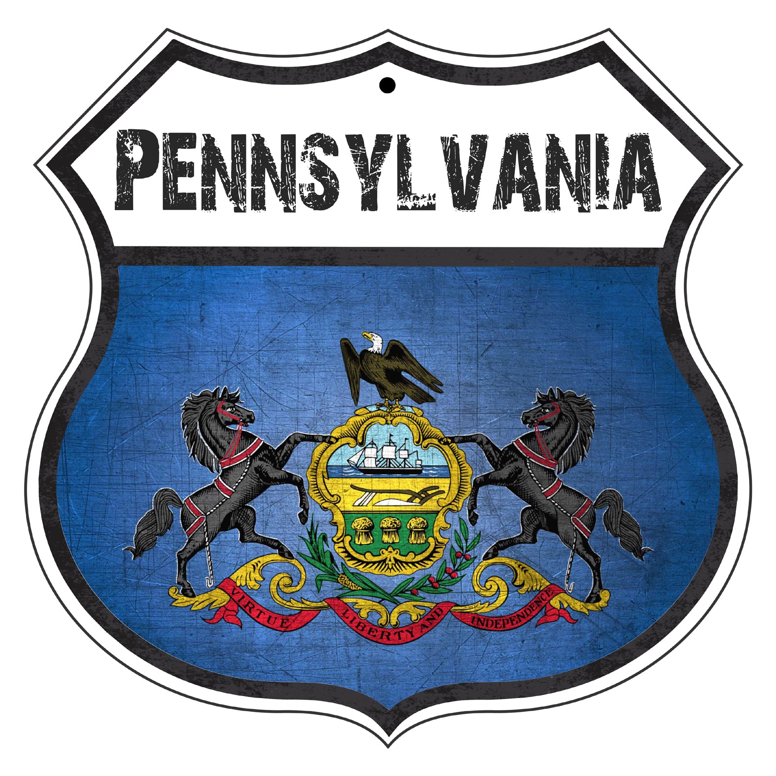 State Of Pennsylvania Flag | Metal Shield Sign - Sign Fever