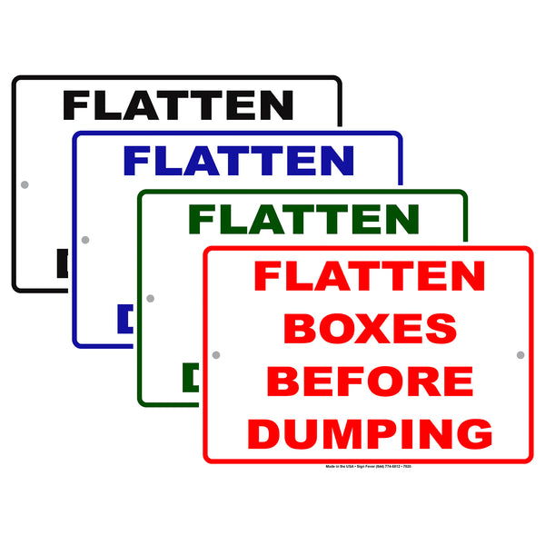 Flatten Boxes Before Dumping Recycle Bin | Metal Notice Sign - Sign Fever