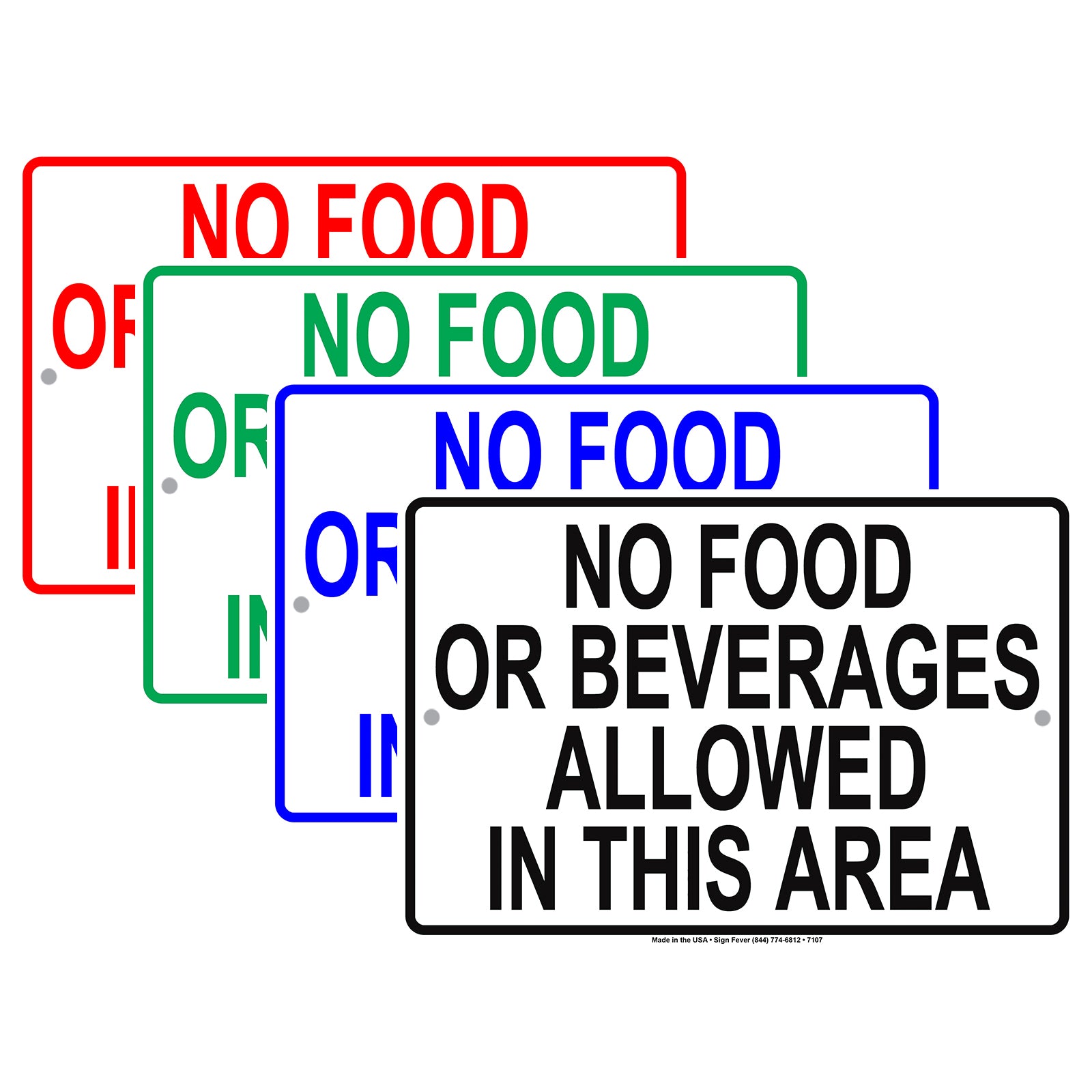 No Food Or Beverages Allowed In This Area Sign | Aluminum Sign - Sign Fever