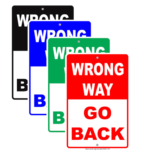 Stop Wrong Way Go Back Road Sign | Aluminum Sign - Sign Fever