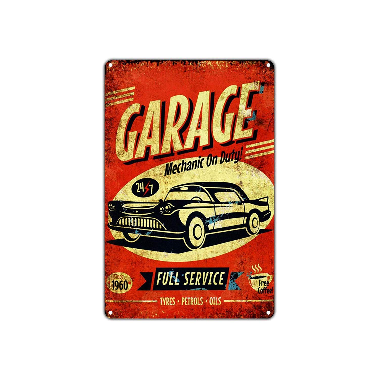Garage Mechanic on Duty! 24/7 Full Service 1960 Vintage Shop Sign ...
