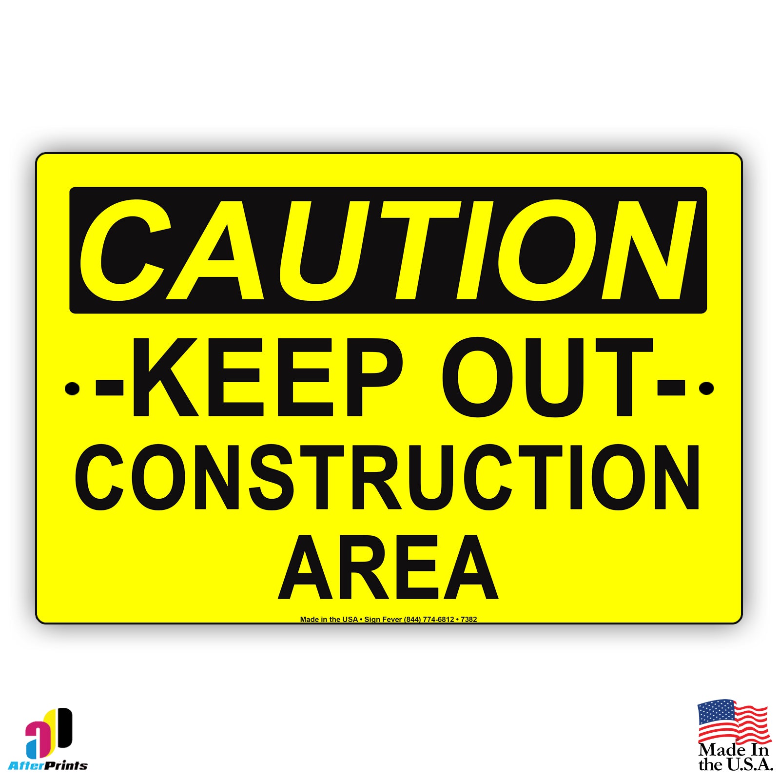 Caution Keep Out Construction Area | Metal Safety Sign - Sign Fever