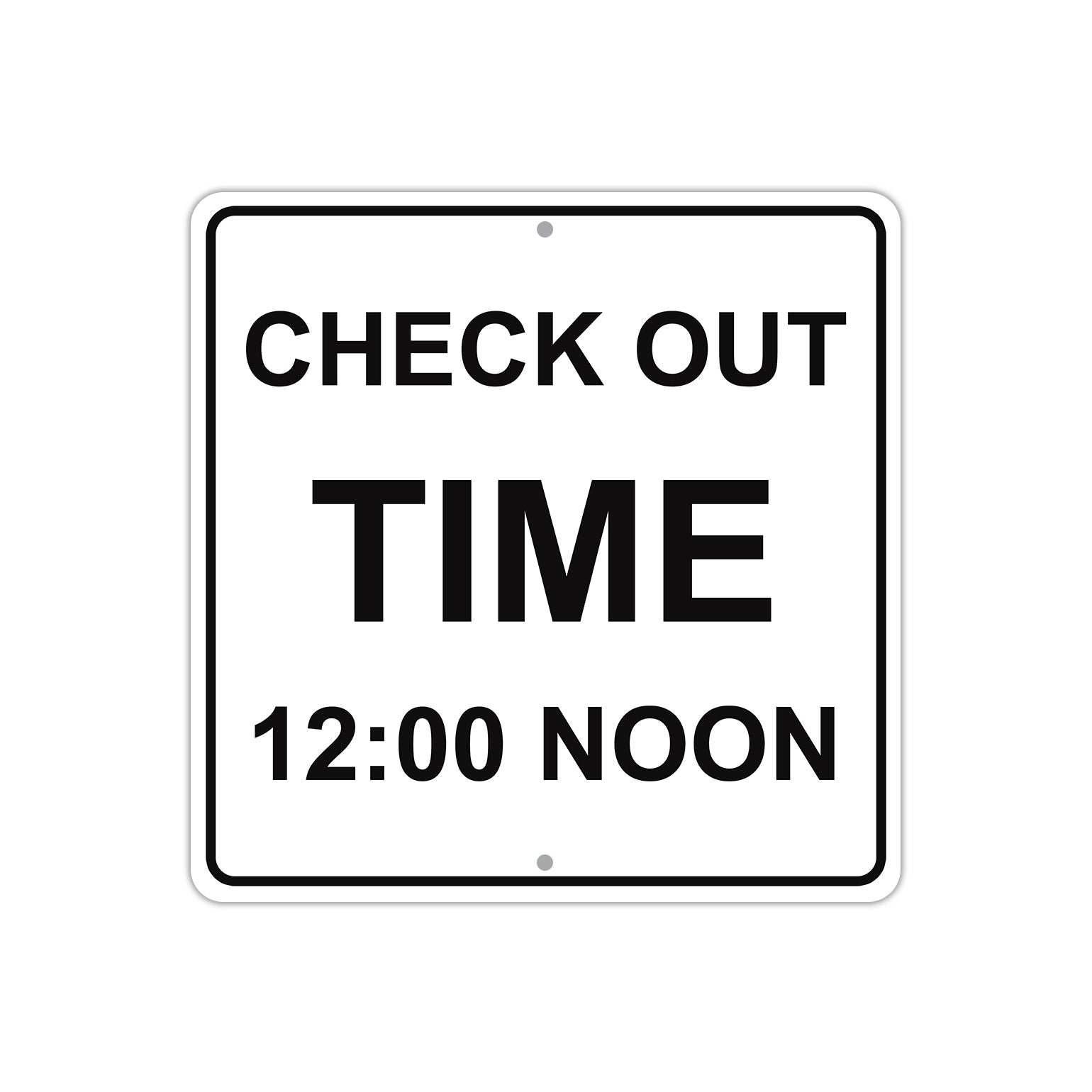 Check Out Time 12 Noon Office Timings | Metal Square Sign – Sign Fever