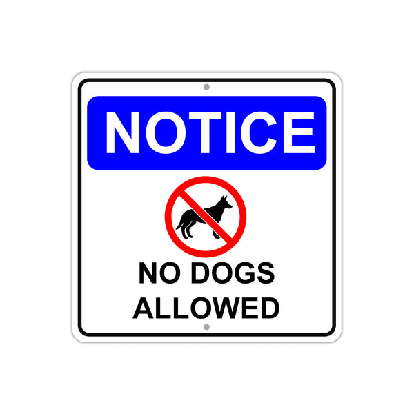 Notice No Dogs Allowed | Metal Square Sign - Sign Fever