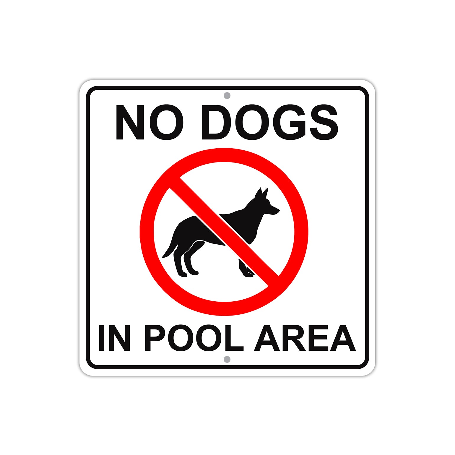 No Dogs In Pool Area Allowed | Metal Square Sign – Sign Fever