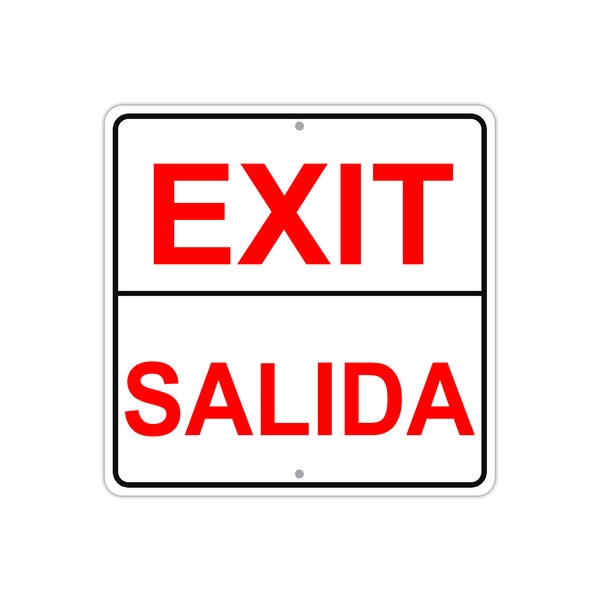 Exit Salida Bilingual Sign | Metal Square Sign - Sign Fever