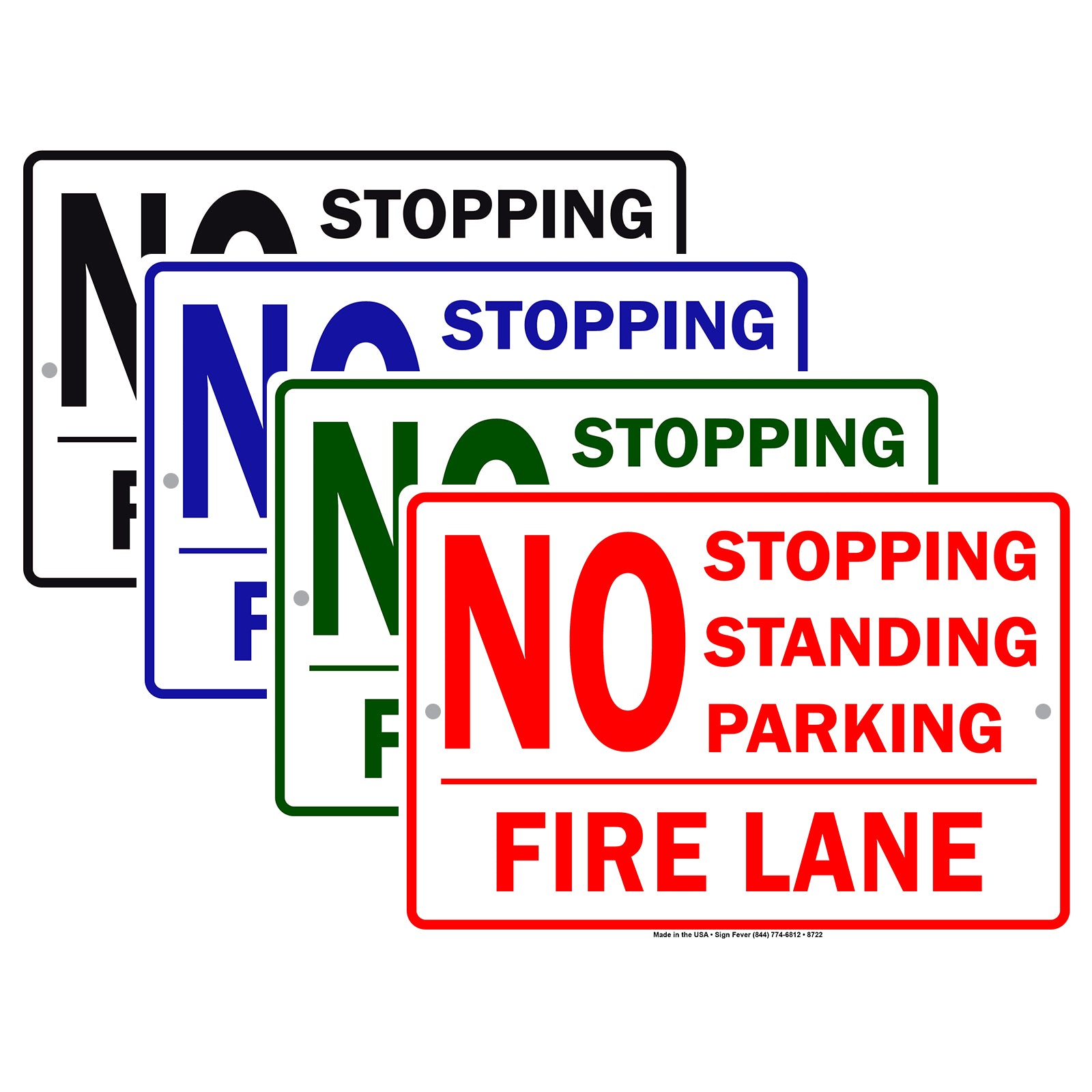 No Stopping Standing Parking Fire Lane | Metal Notice Sign - Sign Fever