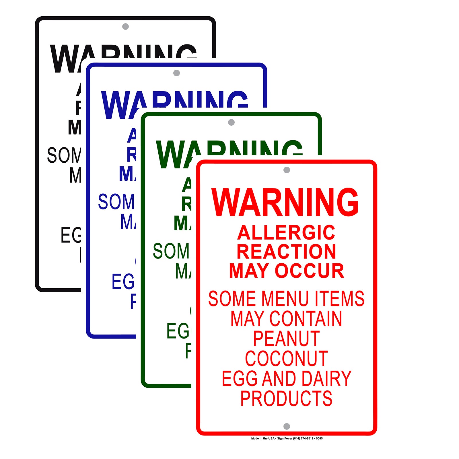 Warning Allergic Reaction May Occur | Metal Notice Sign - Sign Fever