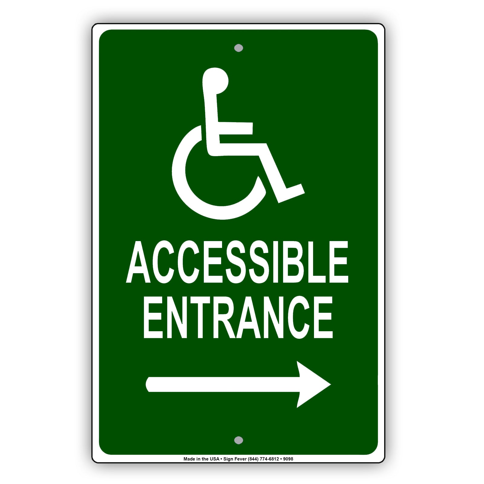 Handicap Accessible Entrance Right Arrow | Metal Notice Sign - Sign Fever