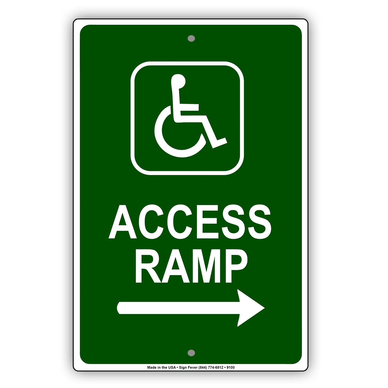 Wheelchair Access Ramp Right Arrow | Metal Notice Sign - Sign Fever