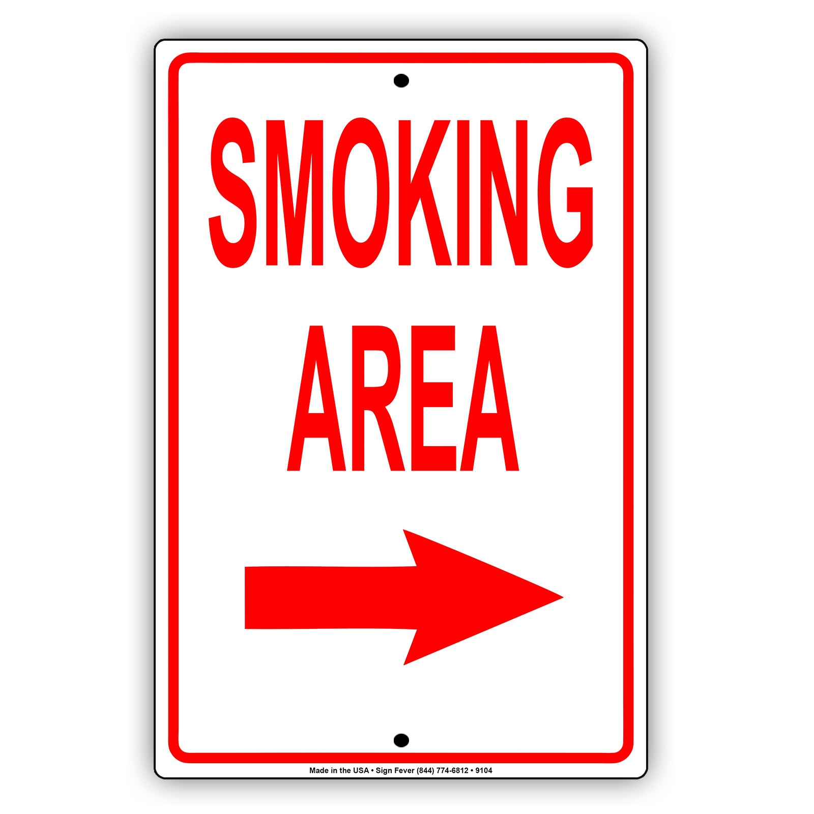Smoking Area With Right Arrow | Metal Sign - Sign Fever